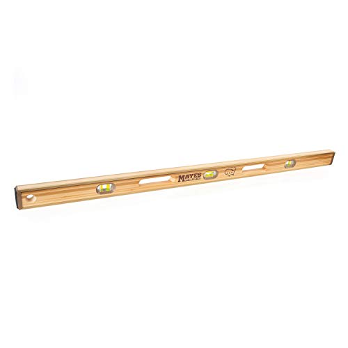 Mayes 10136 48-Inch Bound Wood Laminated Level, Level Tool 48 Inch, Basic Level and Plumb Vials, 4 Ft. Level Crafted with Laminated Layers of American Hardwood