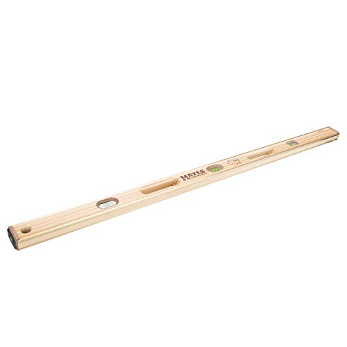 Mayes 10136 48-Inch Bound Wood Laminated Level, Level Tool 48 Inch, Basic Level and Plumb Vials, 4 Ft. Level Crafted with Laminated Layers of American Hardwood