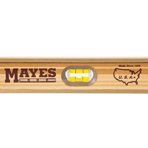 Mayes 10136 48-Inch Bound Wood Laminated Level, Level Tool 48 Inch, Basic Level and Plumb Vials, 4 Ft. Level Crafted with Laminated Layers of American Hardwood