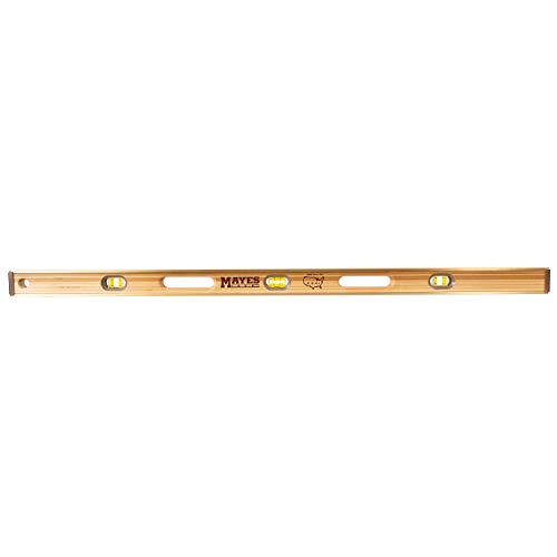 Mayes 10136 48-Inch Bound Wood Laminated Level, Level Tool 48 Inch, Basic Level and Plumb Vials, 4 Ft. Level Crafted with Laminated Layers of American Hardwood