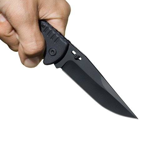 SOG Folding Pocket Knife – Salute Tactical Knife, EDC Knife, Tactical Folder Knife, Work Knife, 3.63 Inch Black Pocket Knife with Thumbstud (FF11-CP)