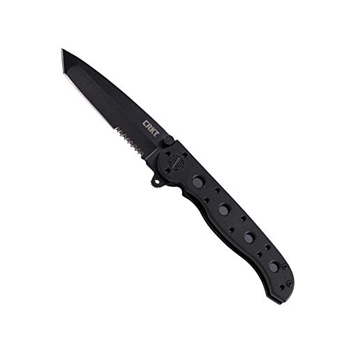 CRKT M16-10KZ EDC Folding Pocket Knife: Everyday Carry, Black Serrated Edge Blade, Tanto, Automated Liner Safety, Nylon Handle, Pocket Clip