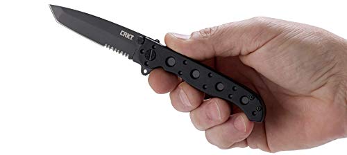 CRKT M16-10KZ EDC Folding Pocket Knife: Everyday Carry, Black Serrated Edge Blade, Tanto, Automated Liner Safety, Nylon Handle, Pocket Clip