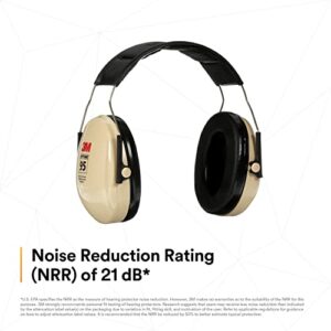 3M Peltor H6AV Optime 95 Over the Head Noise Reduction Earmuff, Hearing Protection, Ear Protectors, NRR 21dB, Ideal for Machine Shops and Power Tools, Beige