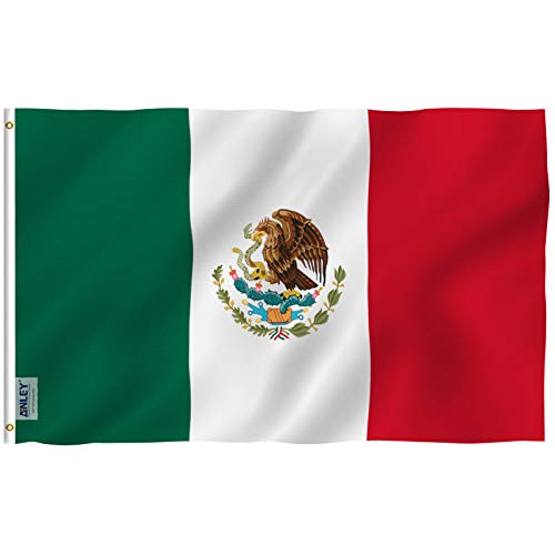 ANLEY Fly Breeze 3x5 Foot Mexico Flag - Vivid Color and Fade proof - Canvas Header and Double Stitched - Mexican MX National Flags Polyester with Brass Grommets 3 X 5 Ft