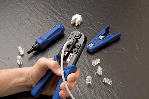 DataShark PA70007 Network Tool Kit | Wire Crimper, Network Cable Stripper, Punch Down Tool, RJ45 Connectors | CAT5, CAT5E, CAT6 (2023 Starter Kit)