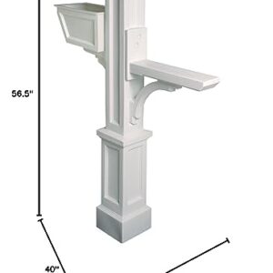 Mayne Inc. Westbrook Plus Mail Post - White - 40.5in L x 8in W x 56.5in H - Standard Post, Arm Plus & Planter (5830-W)