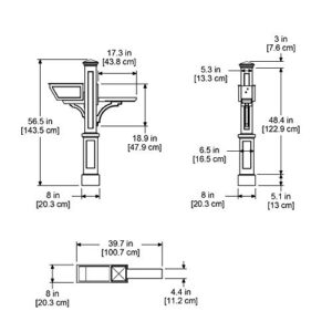 Mayne Inc. Westbrook Plus Mail Post - White - 40.5in L x 8in W x 56.5in H - Standard Post, Arm Plus & Planter (5830-W)