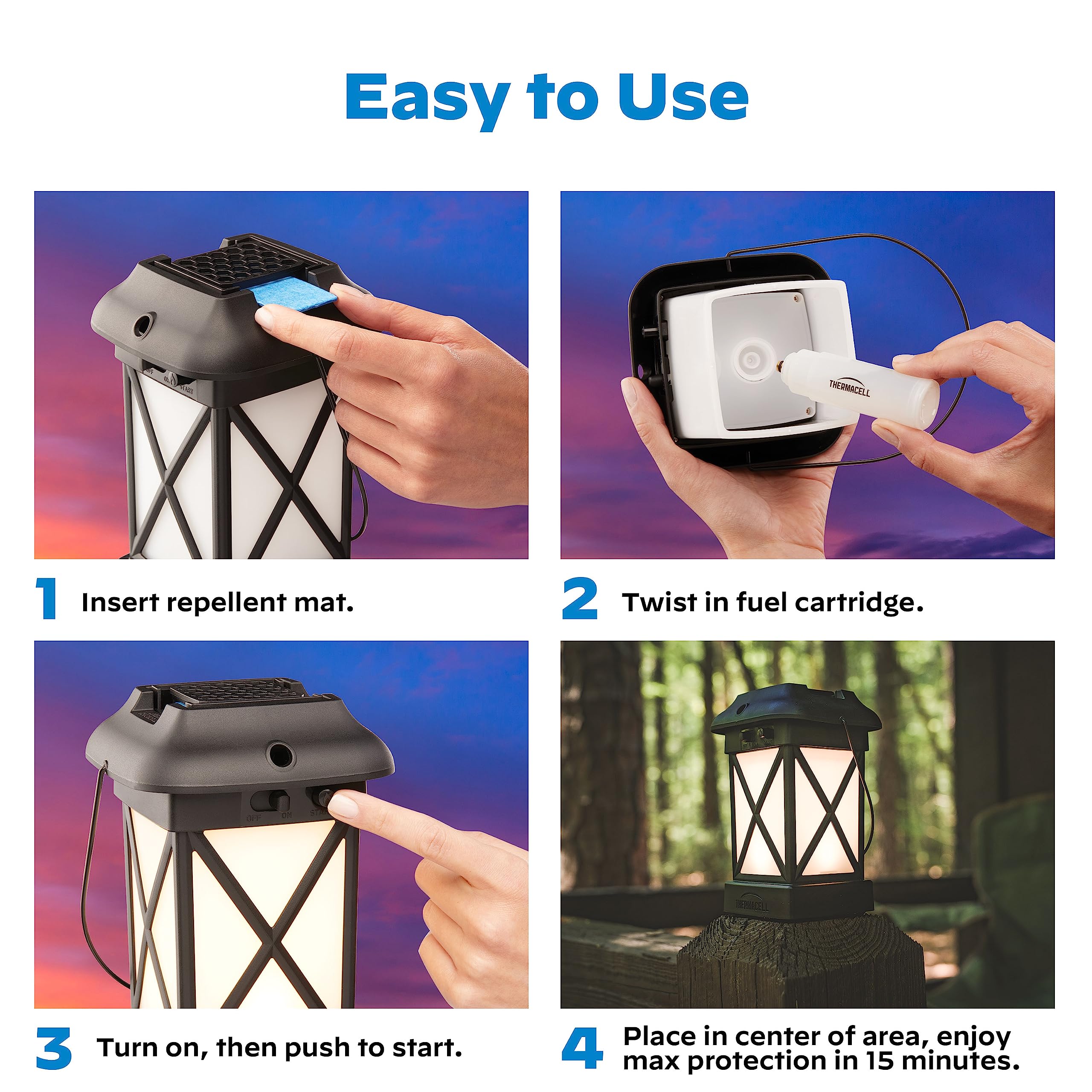 Thermacell Mosquito Repellent Lantern; No Spray Mosquito Repellent For Patios; Includes 12-Hours of Protection; DEET-Free, Scent-Free, No Flame Citronella Candle Alternative