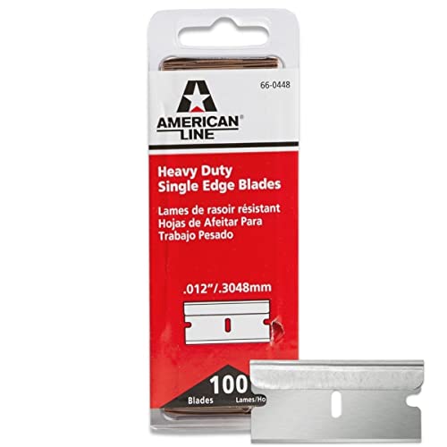 American Line Single Edge Razor Blades - 100-Pack - 0.012" Heavy Duty High Carbon Steel for Extra Durability and Long Life - 66-0448