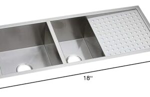 Elkay Crosstown EFU471810DBT 60/40 Double Bowl Undermount Stainless Steel Sink with Drainboard