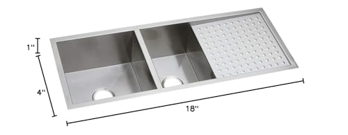 Elkay Crosstown EFU471810DBT 60/40 Double Bowl Undermount Stainless Steel Sink with Drainboard