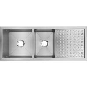 elkay crosstown efu471810dbt 60/40 double bowl undermount stainless steel sink with drainboard