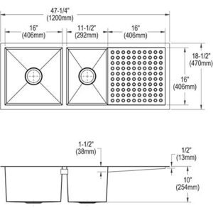 Elkay Crosstown EFU471810DBT 60/40 Double Bowl Undermount Stainless Steel Sink with Drainboard