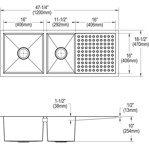 Elkay Crosstown EFU471810DBT 60/40 Double Bowl Undermount Stainless Steel Sink with Drainboard