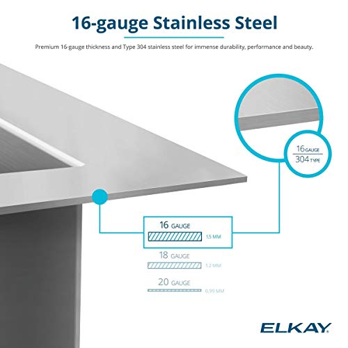 Elkay Crosstown EFU471810DBT 60/40 Double Bowl Undermount Stainless Steel Sink with Drainboard