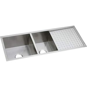 Elkay Crosstown EFU471810DBT 60/40 Double Bowl Undermount Stainless Steel Sink with Drainboard