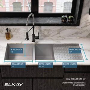 Elkay Crosstown EFU471810DBT 60/40 Double Bowl Undermount Stainless Steel Sink with Drainboard