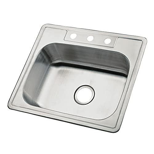 Kingston Brass K25228BN 22 Gauge Single Bowl Stainless Steel Self-Rimming Kitchen Sink, Brushed Nickel