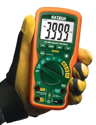 Extech EX505 CAT IV-600V True RMS Industrial MultiMeter with Waterproof (IP67) Rugged Design for Heavy Duty Use