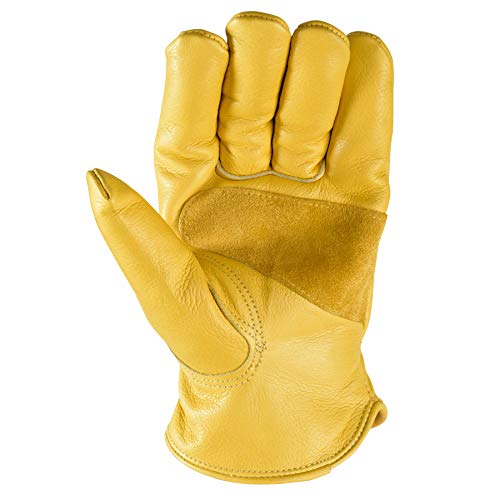 Wells Lamont Men's Winter Work Gloves, | Puncture, Abrasion Resistant | 100-gram Thinsulate, Cowhide Leather, Fleece-Lined Leather | Extra Large (1108XL) , Saddletan