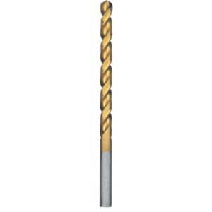 BOSCH TI4142 12-Piece 15/64 In. x 13-7/8 In. Titanium Nitride Coated Metal Drill Bit with 3/8 In. Reduced Shank for Applications in Heavy-Gauge Carbon Steels, Light Gauge Metal, Hardwood