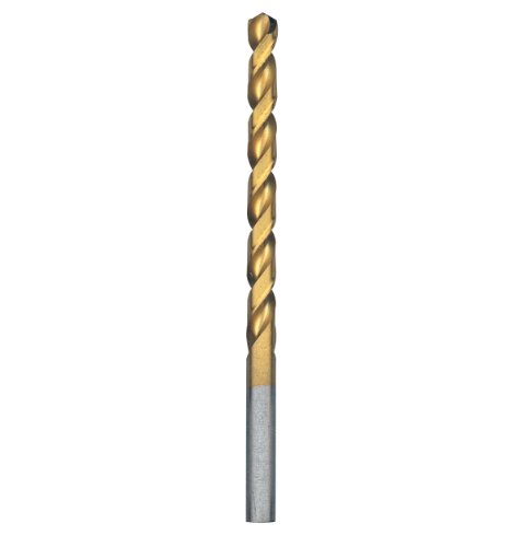 BOSCH TI4142 12-Piece 15/64 In. x 13-7/8 In. Titanium Nitride Coated Metal Drill Bit with 3/8 In. Reduced Shank for Applications in Heavy-Gauge Carbon Steels, Light Gauge Metal, Hardwood