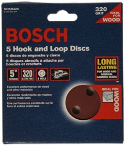 bosch sr5r320 5-piece 320 grit 5 in. 8 hole hook-and-loop sanding discs