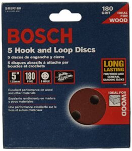 bosch sr5r180 5-piece 180 grit 5 in. 8 hole hook-and-loop sanding discs