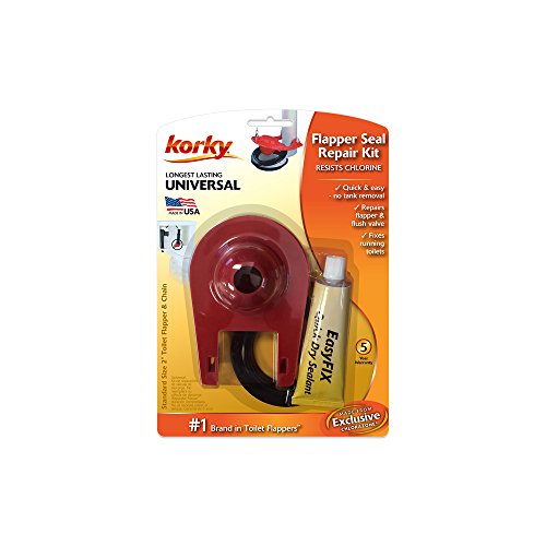 Korky 2003BP EasyFix Toilet Flush Valve and Flapper Repair Kit - Repairs Flush Valves and Flappers - Easy to Install - Made in USA, red