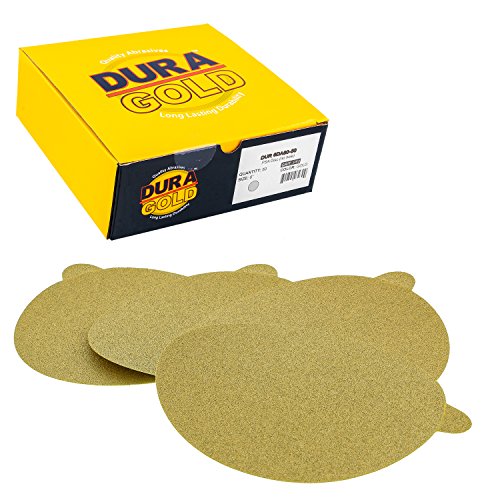 Dura-Gold Premium 6" Gold PSA Sanding Discs - 80 Grit (Box of 50) - Self Adhesive Stickyback Sandpaper for DA Sander, Finishing Coarse-Cut Abrasive - Sand Automotive Car Paint, Woodworking Wood, Metal