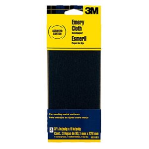 3m 5931 assorted grit emery cloth sandpaper, 3.67 9-inch, 3-pack-5931