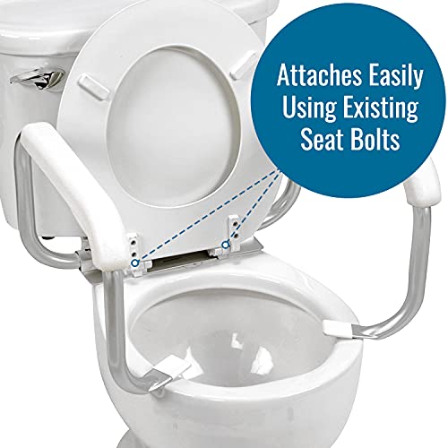 DMI Toilet Safety Rails Toilet Handles for The Elderly Toilet Safety Handrails Frame Easy Assembly with no Tools, White