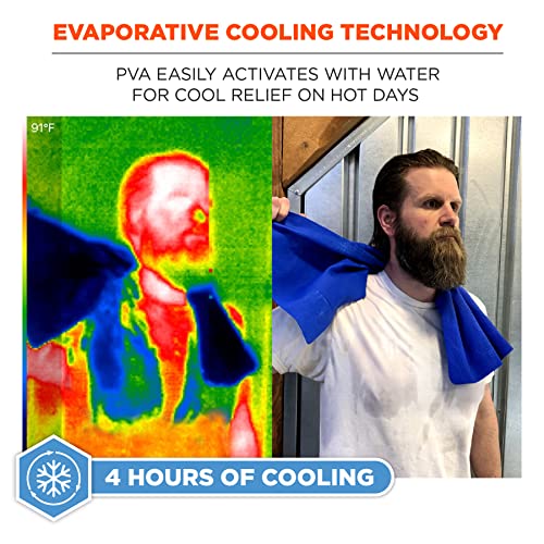 Ergodyne Chill-Its 6602 Evaporative Cooling Towel, Blue 13 inches x 29.5 inches