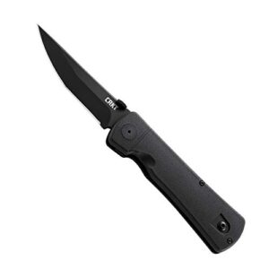 crkt hissatsu edc folding pocket knife: assisted opening everyday carry, osoraku modified tanto blade, thumb disk, automated liner lock, nylon handle, reversible pocket clip 2903