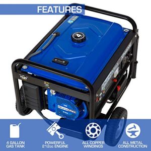 DuroMax XP4400E Gas Powered Portable Generator-4400 Watt Electric Start-Camping & RV Ready, 50 State Approved, Blue/Black