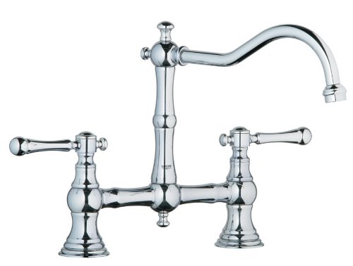 Grohe 20 128 000 Bridgeford Bridge High Profile Kitchen Faucet with Dual Handle, StarLight Chrome