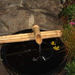 Bamboo Accents Water Fountain & Pump Kit – 18 inch, 3 Arm Style Split-Resistant All Natural Bamboo – DIY Indoor/Outdoor Zen Garden - Fits 15-30 inch Bowl (not Included)