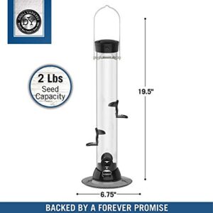 Droll Yankees Onyx Clever Clean and Fill Mixed Seed Bird Feeder, 18 Inches, 4 Ports, Black