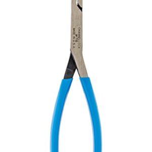 Channellock 718 8-Inch Flat Nose Pliers | Duckbill Jaw Pliers with Extra Long Nose and Crosshatch Teeth Pattern Designed for Hard-to-Reach Places | Forged of High Carbon Steel | Made in the USA