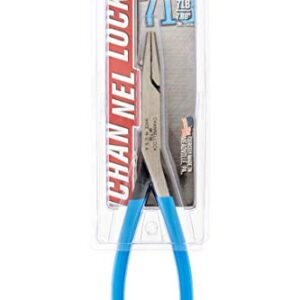 Channellock 718 8-Inch Flat Nose Pliers | Duckbill Jaw Pliers with Extra Long Nose and Crosshatch Teeth Pattern Designed for Hard-to-Reach Places | Forged of High Carbon Steel | Made in the USA