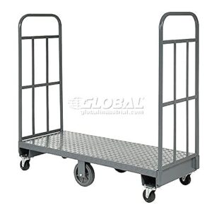 global industrial steel deck high-end narrow aisle u-boat platform truck 60 x 16 1500 lb. capacity