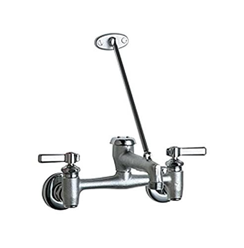 Chicago Faucets GIDDS-231318 897-RCF Wall Mount Adjustable Center Service Sink Faucet, Rough Chrome, 42.00 x 13.50 x 8.75 inches