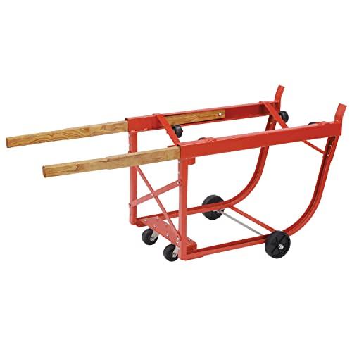 Global Industrial Heavy Duty Rotating Drum Cradle with Wood Handles & Polyolefin Wheels, 30 or 55 Gallon Capacity