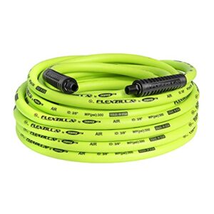 flexzilla air hose, 3/8 in. x 50 ft., 1/4 in. mnpt fittings, heavy duty, lightweight, hybrid, zillagreen - hfz3850yw2