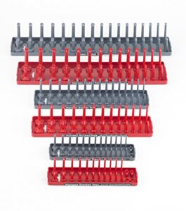 hansen global 92000 sae & metric, 2-row socket tray set - 6-pieces, red & grey