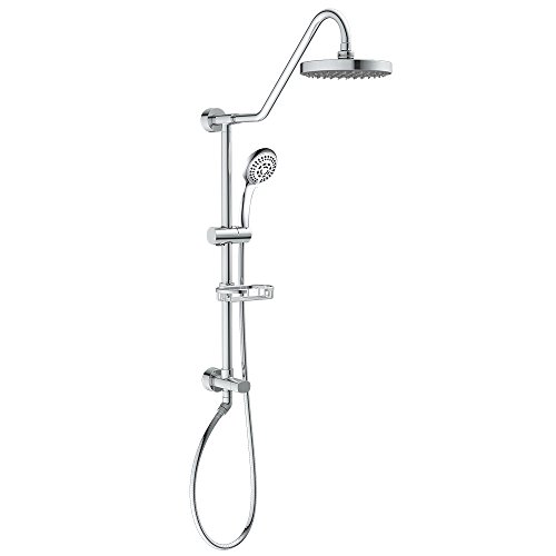 PULSE ShowerSpas 1011-III-CH Kauai III Shower System, with 8" Rain Showerhead, 5-Function Hand Shower, Adjustable Slide Bar and Soap Dish, Polished Chrome Finish