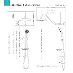 PULSE ShowerSpas 1011-III-CH Kauai III Shower System, with 8" Rain Showerhead, 5-Function Hand Shower, Adjustable Slide Bar and Soap Dish, Polished Chrome Finish