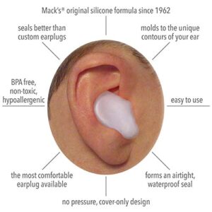 Mack’s Pillow Soft Silicone Earplugs – 2 Pair – The Original Moldable Silicone Putty Ear Plugs for Sleeping, Snoring, Swimming, Travel, Concerts and Studying