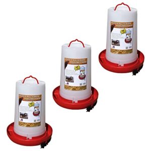 farm innovators model hpf-100 "all-seasons" heated plastic poultry fountain for chicken, 3 gallon, red/white, 100-watt